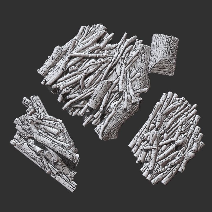 3D Printable Wood pile bundle by Sculpting George