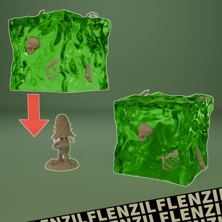 3D Printable Gelatinous Cube by Flenzil Miniatures