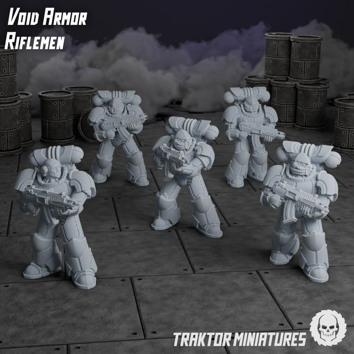 3D Printable Void Armor Riflemen by Traktor Miniatures