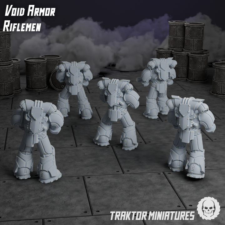 3D Printable Void Armor Riflemen by Traktor Miniatures