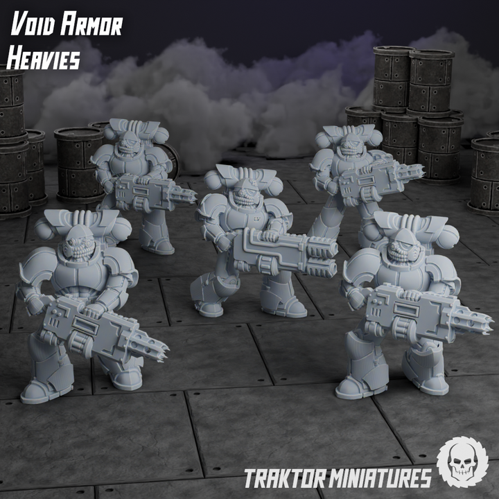 3D Printable Void Armor Heavies by Traktor Miniatures