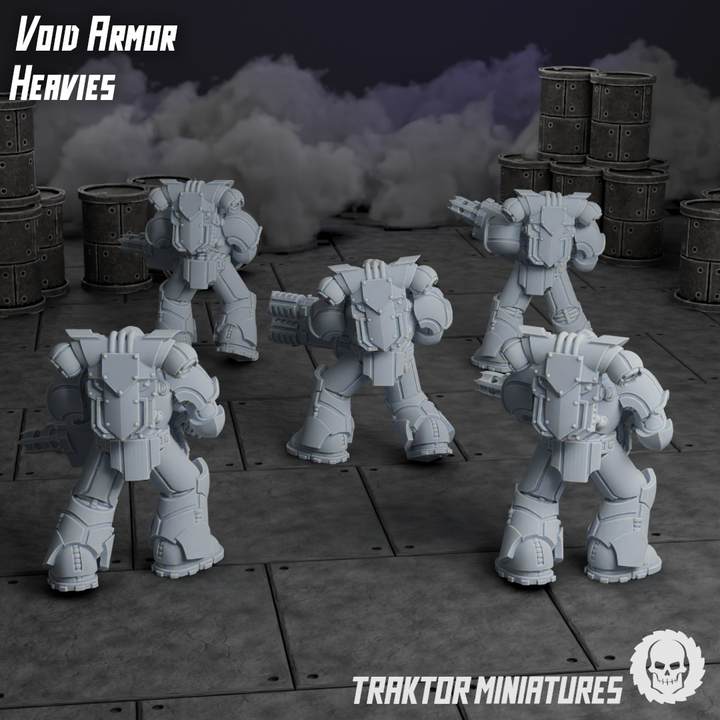 3D Printable Void Armor Heavies by Traktor Miniatures