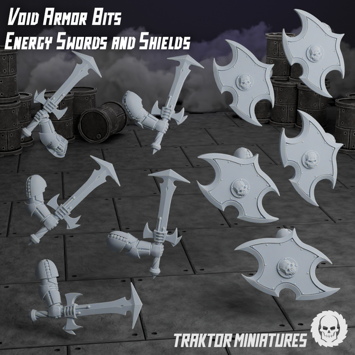 3D Printable Void Armor Energy Swords and Shields by Traktor Miniatures