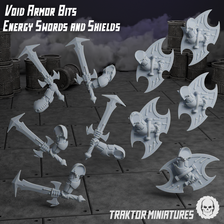 3D Printable Void Armor Energy Swords and Shields by Traktor Miniatures
