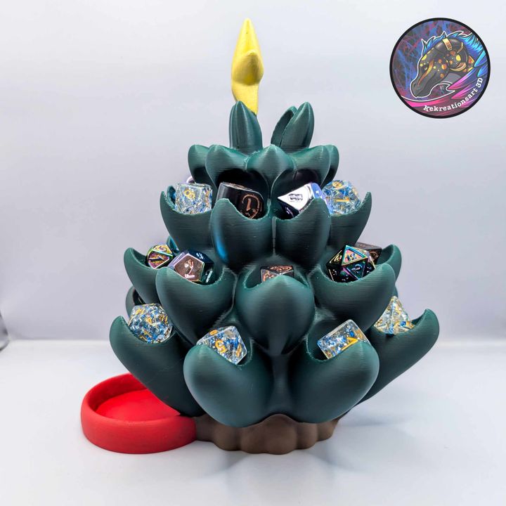 3D Printable Christmas Tree Dice Tower Holder by Kirsten M