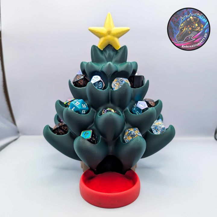 3D Printable Christmas Tree Dice Tower Holder by Kirsten M