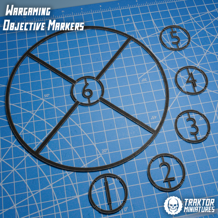3D Printable Wargaming Objective Markers by Traktor Miniatures