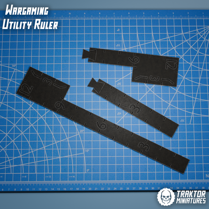 3D Printable Wargaming Utility Ruler by Traktor Miniatures