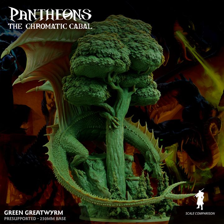 3D Printable Green Dragon Greatwyrm - Pantheons by Sordane Publishing