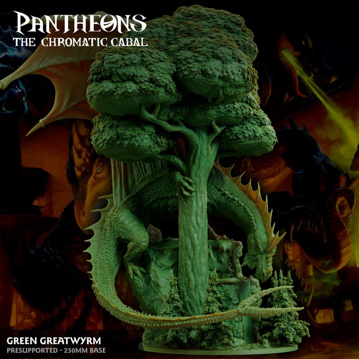 3D Printable Green Dragon Greatwyrm - Pantheons by Sordane Publishing