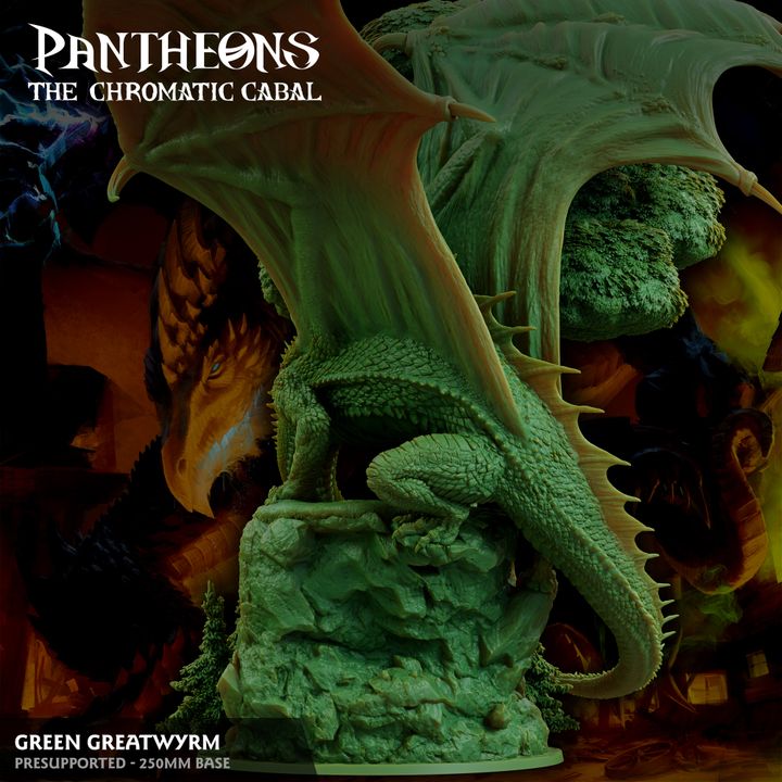 3D Printable Green Dragon Greatwyrm - Pantheons by Sordane Publishing