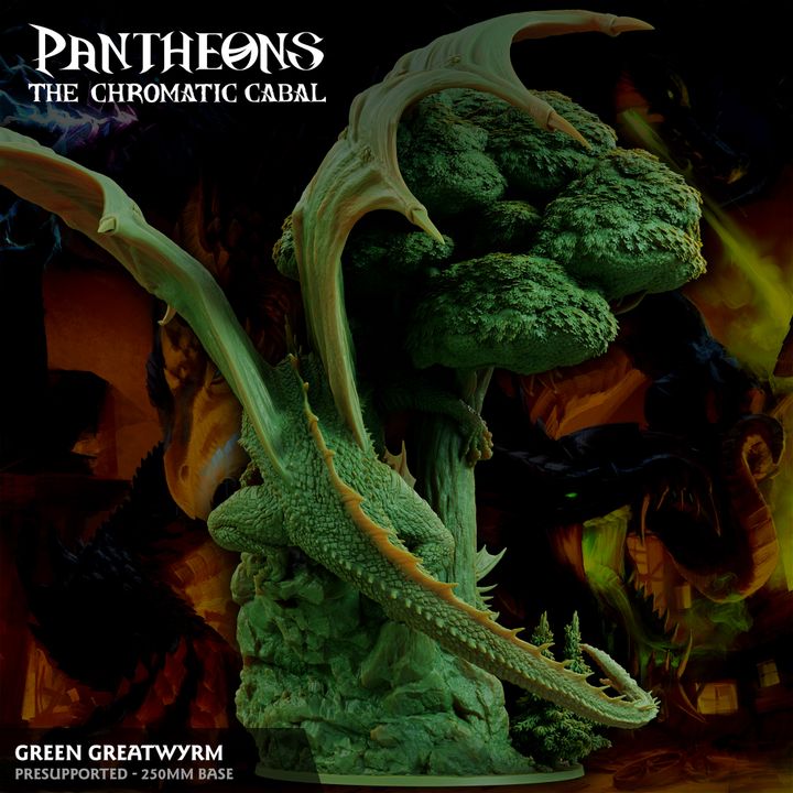 3D Printable Green Dragon Greatwyrm - Pantheons by Sordane Publishing