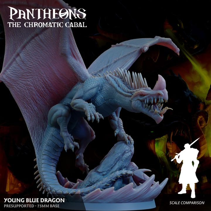 3D Printable Young Blue Dragon - Pantheons by Sordane Publishing