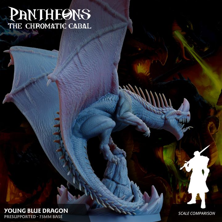 3D Printable Young Blue Dragon - Pantheons by Sordane Publishing