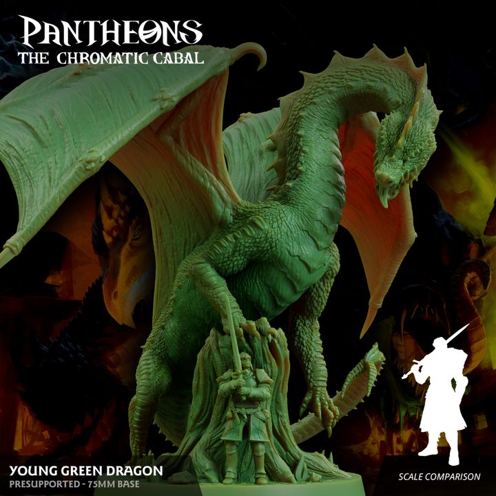 3D Printable Young Green Dragon - Pantheons by Sordane Publishing