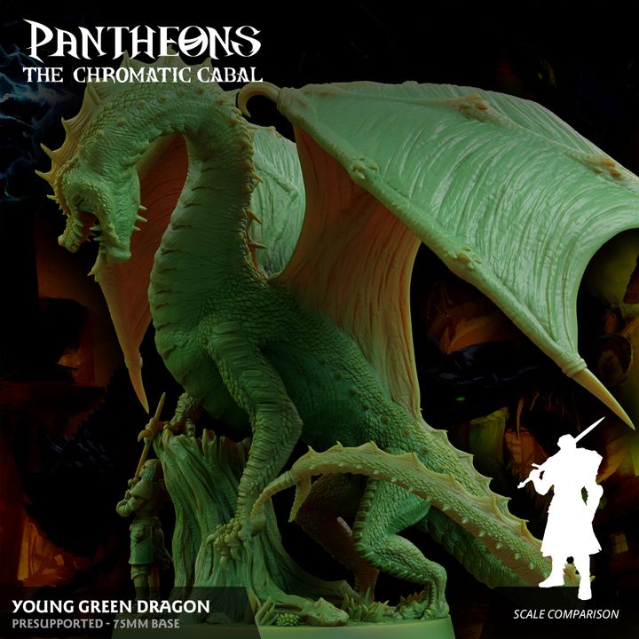 3D Printable Young Green Dragon - Pantheons by Sordane Publishing