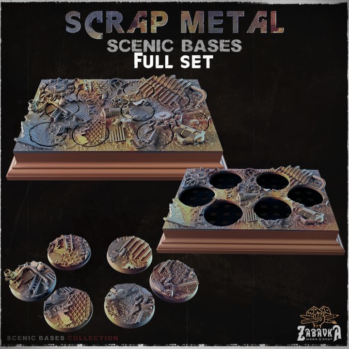 3D Printable Scrap Metal - Scenic Bases (Full set) by Zabavka Workshop