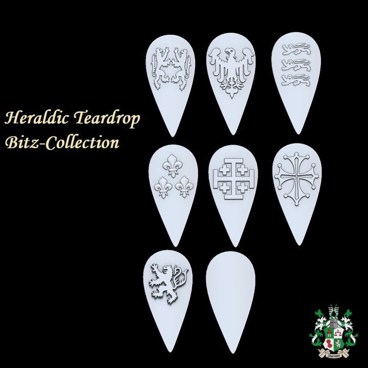 3D Printable Heraldic Teardrop Shields-Bitz-Pack by Styriwar