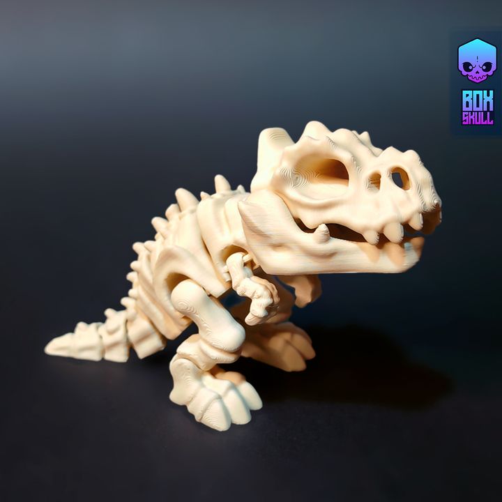3D Printable LITTLE SKELETON EXTREME T-REX - FLEXI - ARTICULATED - CUTE - BITING by BOXSKULL
