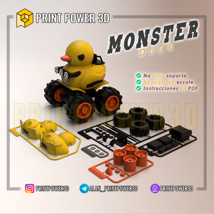 3D Printable Monster duck - Monster Jam - kit card by Alan Germanier