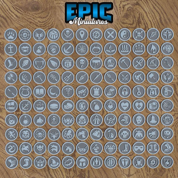 3D Printable Game Token Pack / Icon Coins / Status Counter / Stat ...