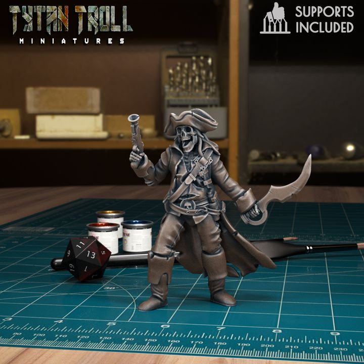 3D Printable Skeleton Pirate Captain 01 [Pre-Supported] by TytanTroll ...