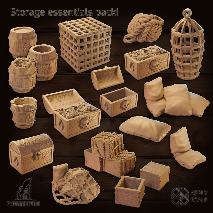 3D Printable Pirate ship, Inn, Tavern storage essentials - wooden ...