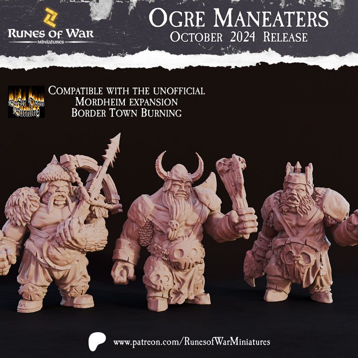 3D Printable Ogre Maneaters - Hero Group (Presupported) by Runes of War ...