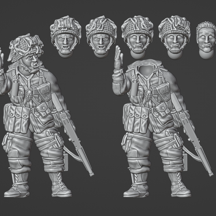 3D Printable WW2 28mm US PARATROOPER OFFICER/NCO ADVANCE SIGN (MODUL ...