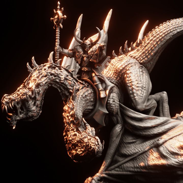 3D Printable Corrupted Lord on Dragon by SabertoothCollectibles