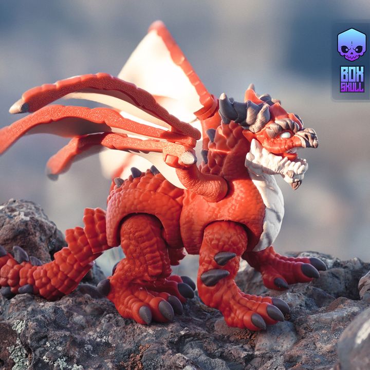 3D Printable ELEMENTAL DRAGON - CLASSIC - FLEXI - ARTICULATED by BOXSKULL