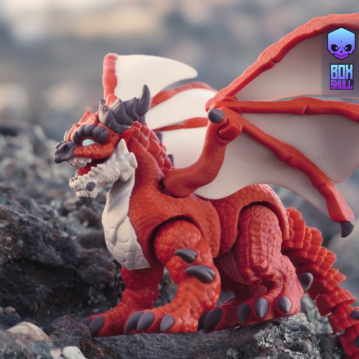 3D Printable ELEMENTAL DRAGON - CLASSIC - FLEXI - ARTICULATED by BOXSKULL