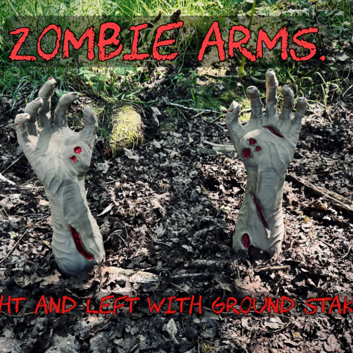 3D Printable Zombie Arms (with attachable garden stakes) by ENIQUE3D
