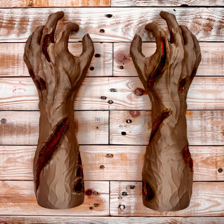 3D Printable Zombie Arms (with attachable garden stakes) by ENIQUE3D