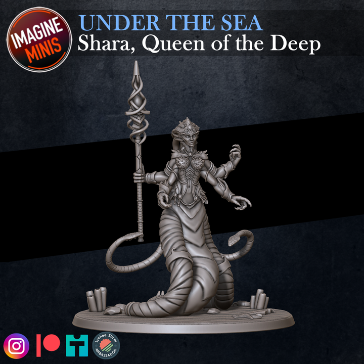 3D Printable Under The Sea - Shara, Queen of the Deep by Imagine Minis