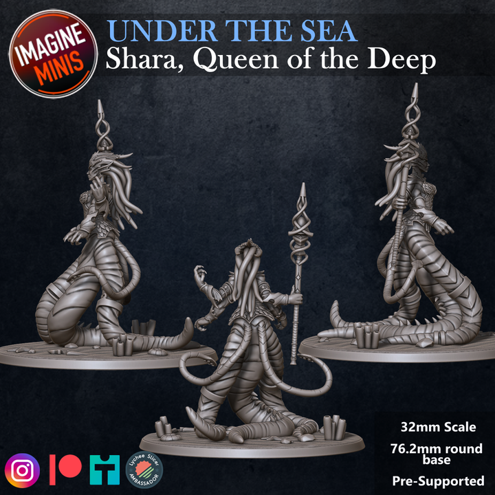 3D Printable Under The Sea - Shara, Queen of the Deep by Imagine Minis
