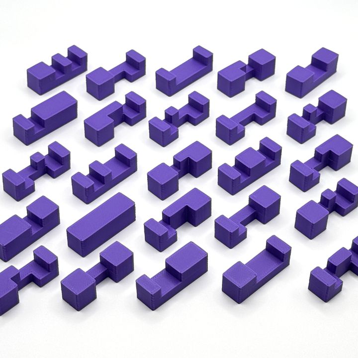 3D Printable 25-Piece Burr Puzzle Set with Box by Stephanie Cervi