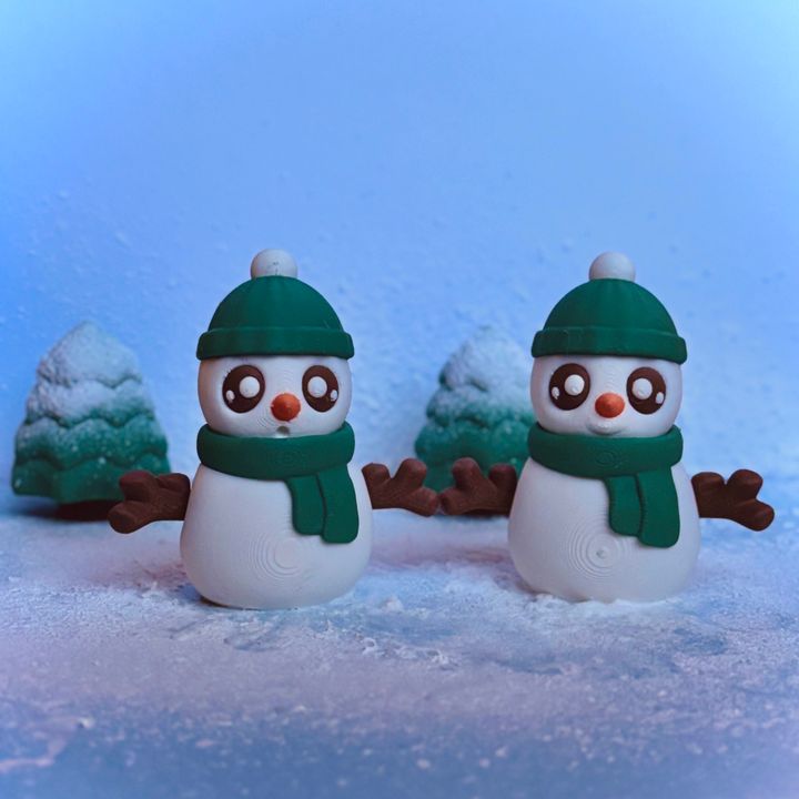 3D Printable Cozy Snowman Flexi - Two Expressions by SugarPaws3D