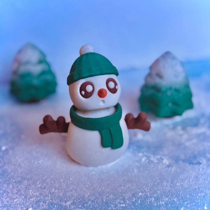 3D Printable Cozy Snowman Flexi - Two Expressions by SugarPaws3D