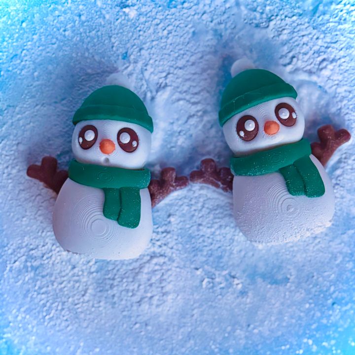 3D Printable Cozy Snowman Flexi - Two Expressions by SugarPaws3D
