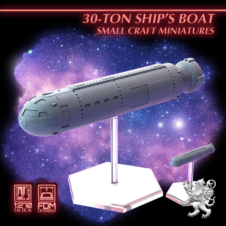 3D Printable 30-Ton Ship's Boat Traveller Miniatures by 2nd Dynasty