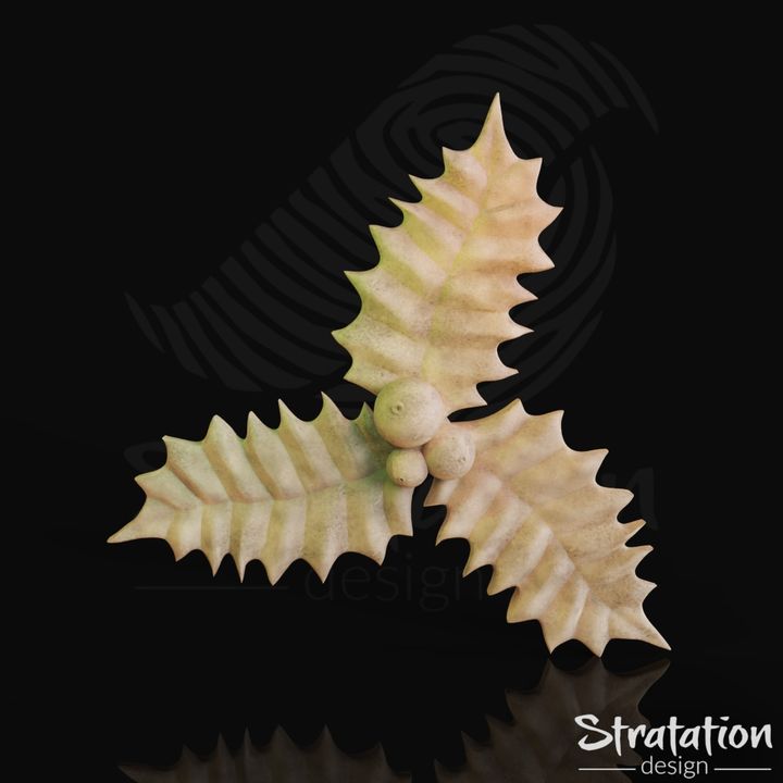 3D Printable Festive Holly Appliqué by Stratation Design