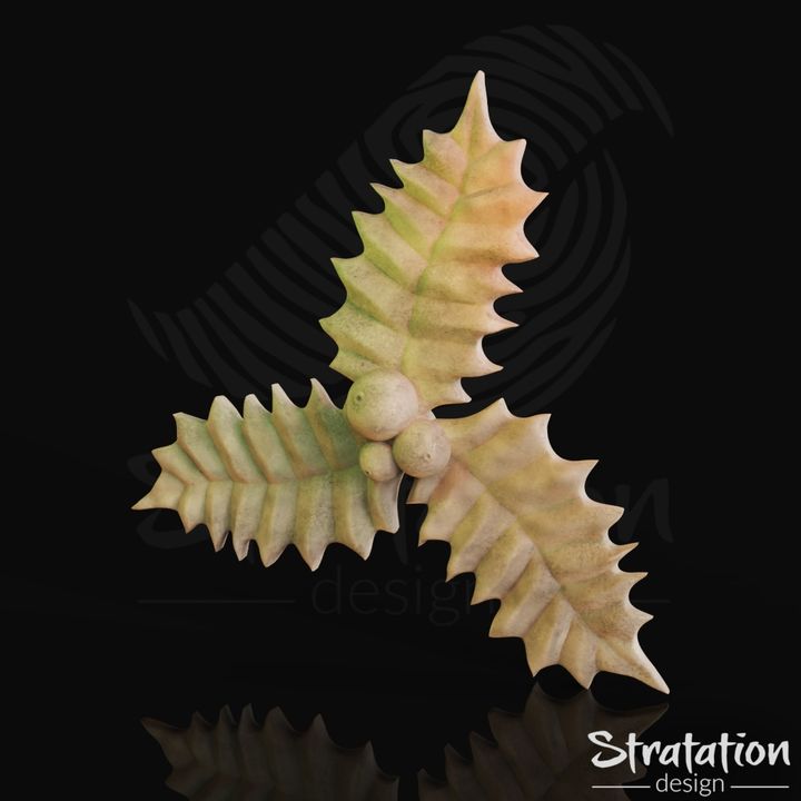3D Printable Festive Holly Appliqué by Stratation Design