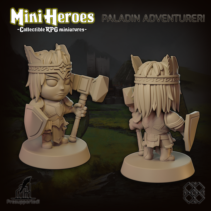 3D Printable Mini Heroes - Collectible RPG Miniatures (Paladin, Chibi ...