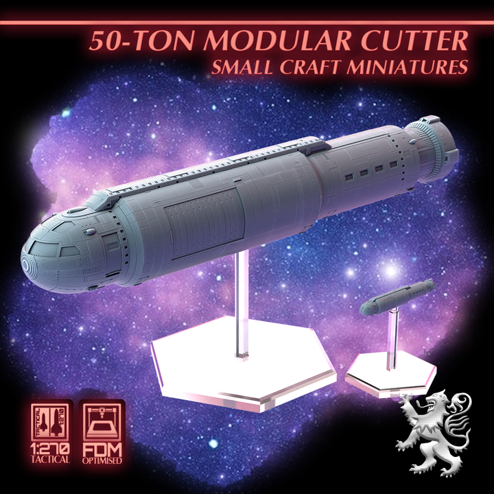 3D Printable 50-Ton Modular Cutter Traveller Miniatures by 2nd Dynasty