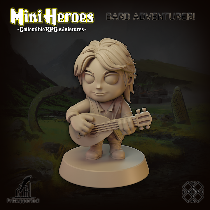 3D Printable Mini Heroes - Collectible RPG Miniatures (Bard, Chibi) by ...