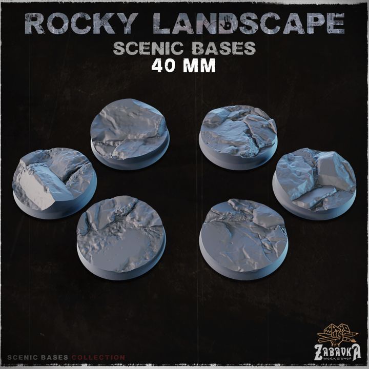 3D Printable Rocky Landscape - Scenic Bases (40mm Bases) by Zabavka ...