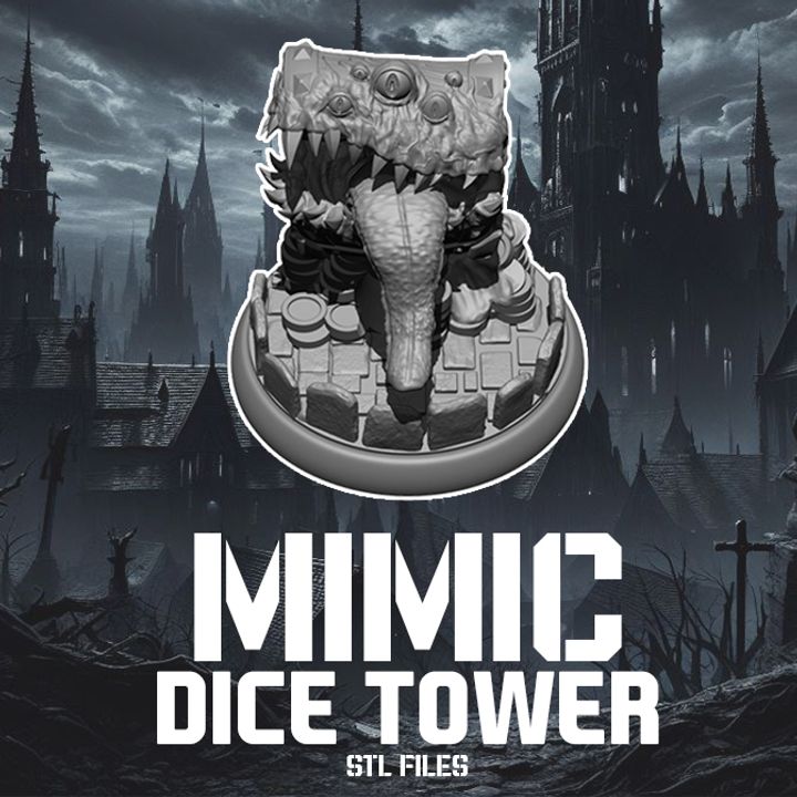 3D Printable MIMIC DICE TOWER [COMMERCIAL LICENSE] by DRAGONSCAVE