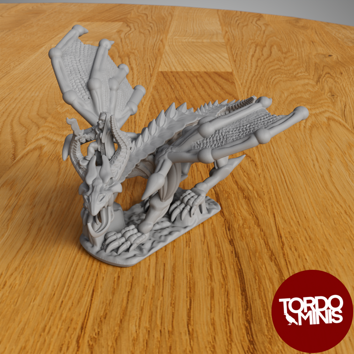 3D Printable Blood and rum: Corpse Dragon with vampire rider (10mm ...