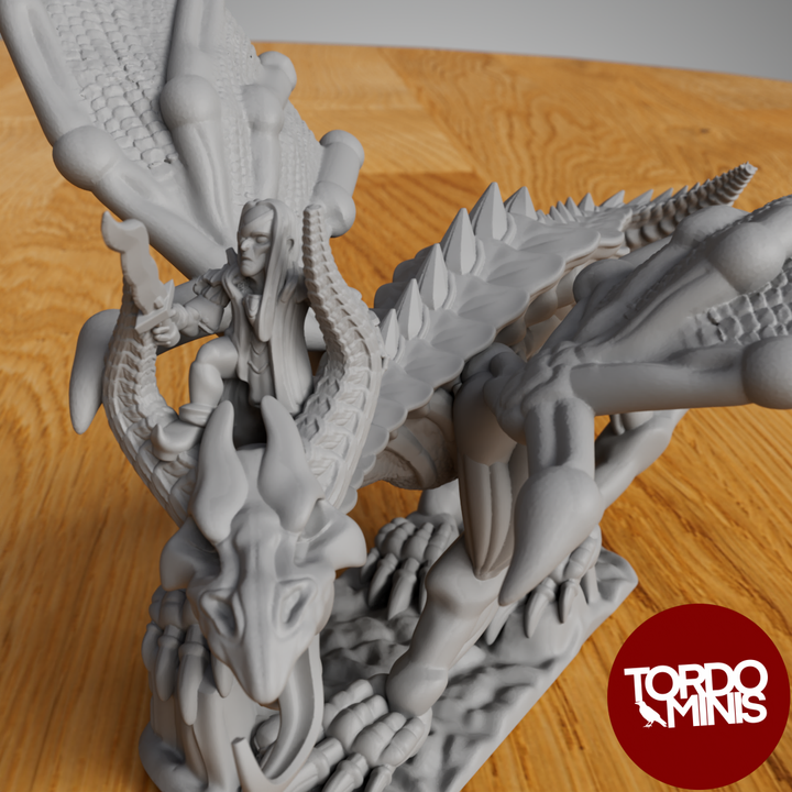 3D Printable Blood and rum: Corpse Dragon with vampire rider (10mm ...